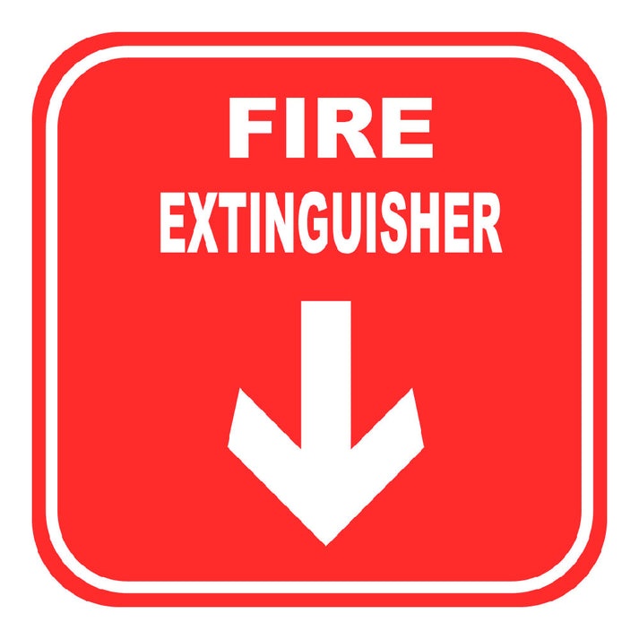 Red Fire Extinguisher Down Arrow Sign 10x10 – OperationalSignage.com