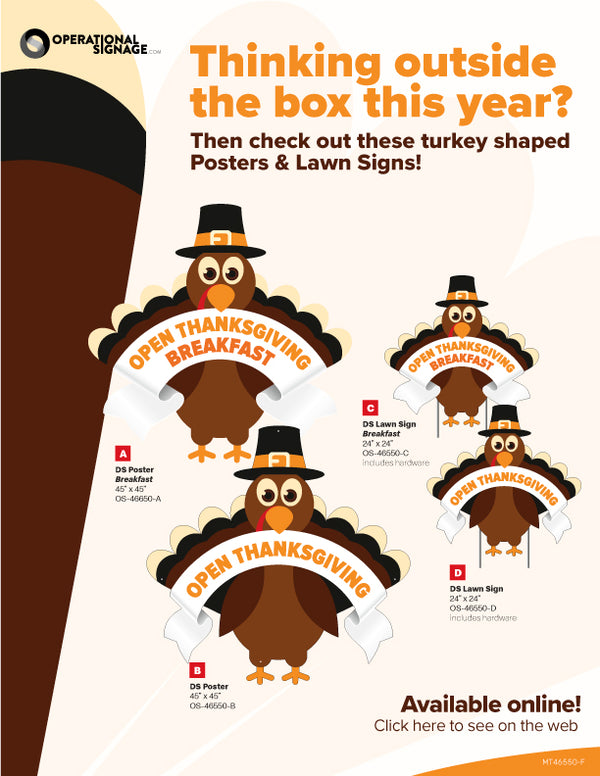 Open Thanksgiving Turkey Poster - 45 in x 45 in - OperationalSignage.com